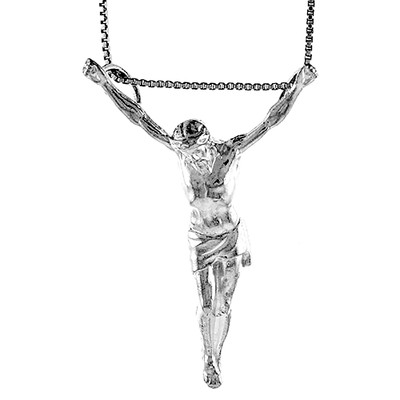 Sterling Silver Jesus Pendant, Italian Box Chain | eBay