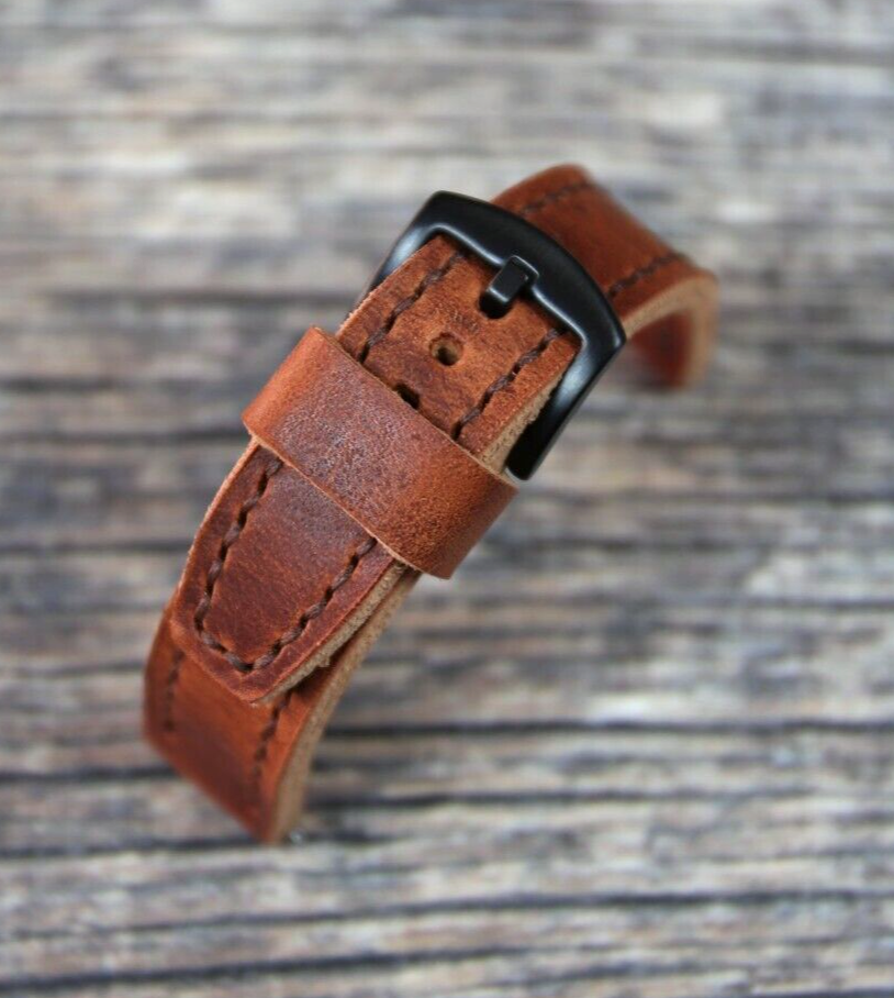 Handcrafted Brown Horween Leather Watch Strap | Panerai Style Band, 18 ...