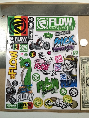 Flow Snowboarding Sticker Sheet Decals Sick Since 96 | eBay