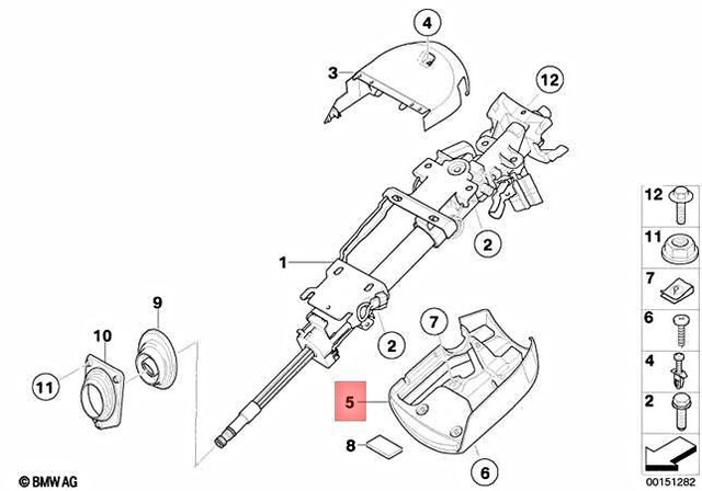 2003 - 2008 BMW Z4 E85 Steering Column Upper and Lower Trim Cover Bezel ...