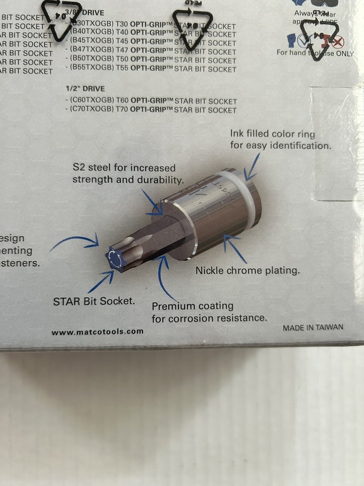 Matco Tools 1/4", 3/8", 1/2" Drive Star Bit Socket Set Opti SABCTX15OGB ...