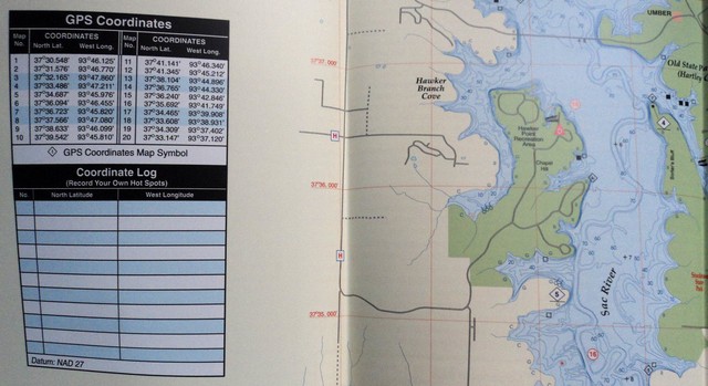 Fishing Hot Spots Map Chart Stockton Lake MO L162 for sale online | eBay