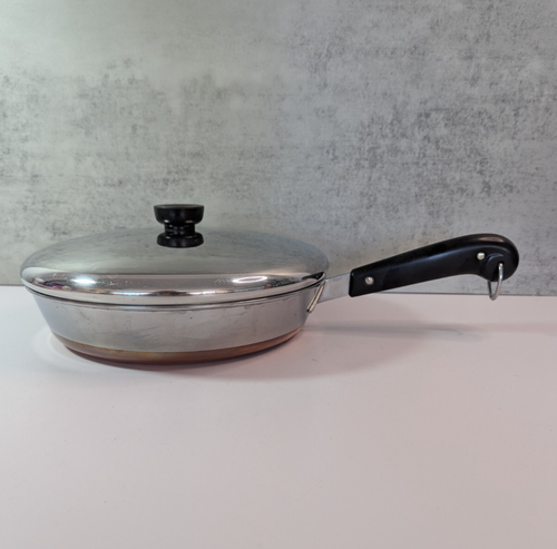 Vintage Revere Ware Copper Clad Bottom 10" Skillet Frying Pan & Lid USA ...