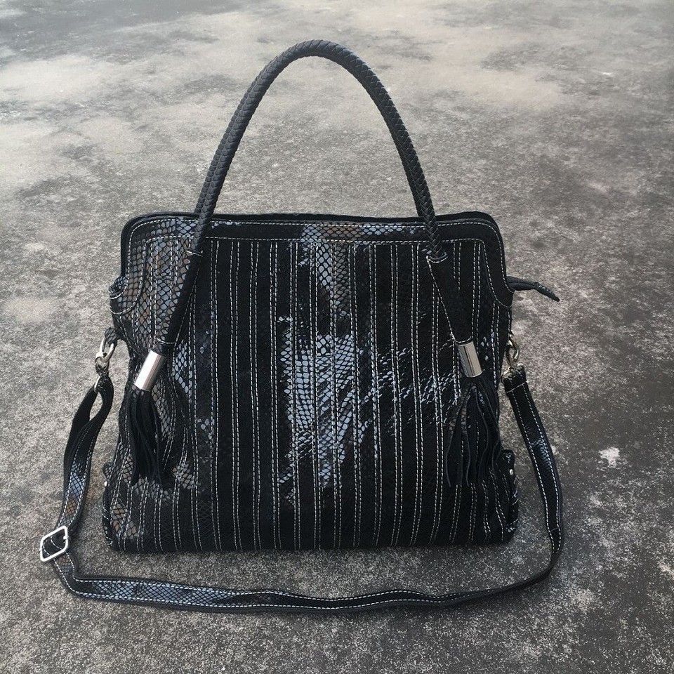 Multicolor Patch Real Leather Shoulder Bag Tote Handbag Purse Crossbody ...