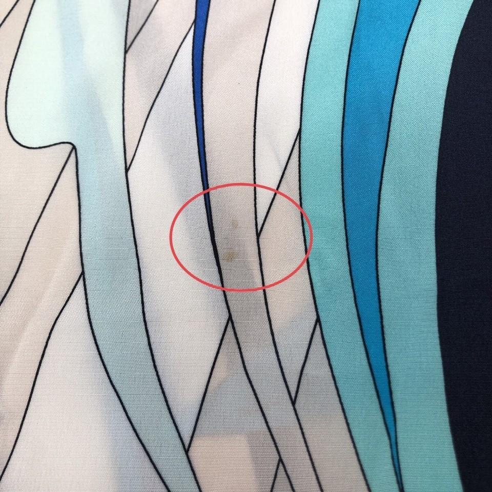 EMILIO PUCCI Long Scarf Stole Pucci Pattern Silk 100% Blue 31x150 cm ...
