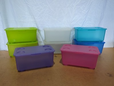 8 X IKEA Glis Box With Lid Storage Containers Hinged Lids Stackable 17 ...