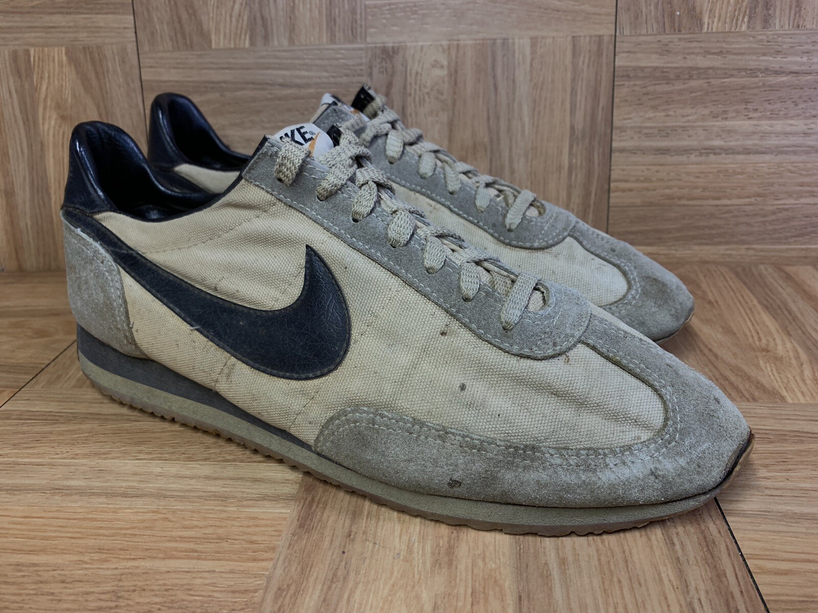 Vintage🔥 Nike Air Racer Brown 1980's Trainers Made in Korea Khaki 12 ...