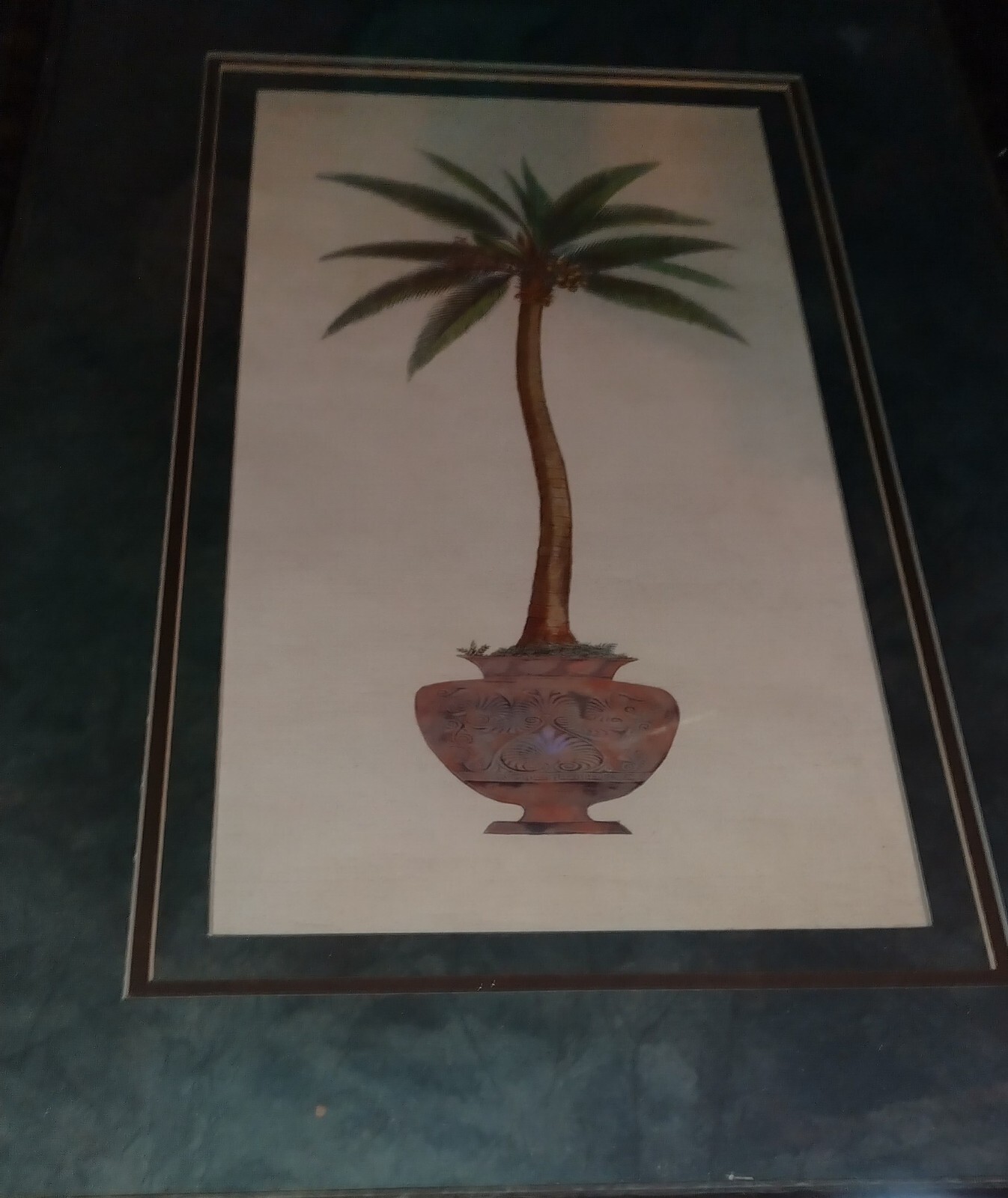 Tropical Palm Tree Room Landscape Wall Picture Honey Framed Art Print ...