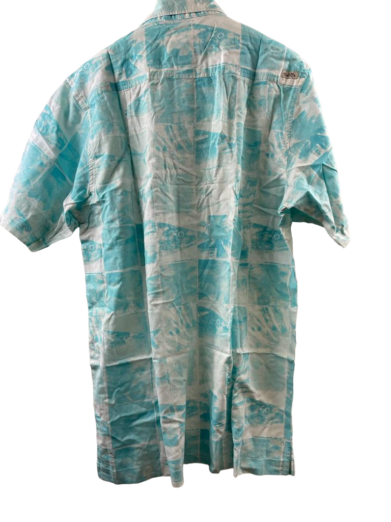 Salt Life Men's Trippy Seas Button-Down Short-Sleeve Polo Shirt, Blue ...