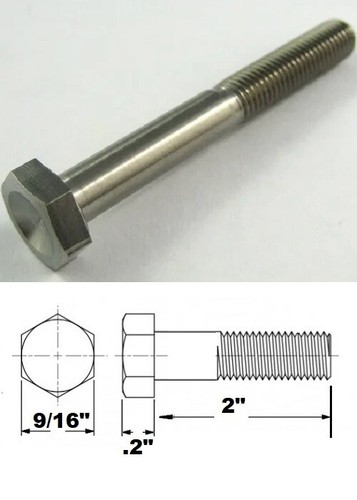 1X TITANIUM BOLT HEX HEAD 3/8 INCH UNF THREAD X 2 INCH LONG GRADE 5 6AL ...