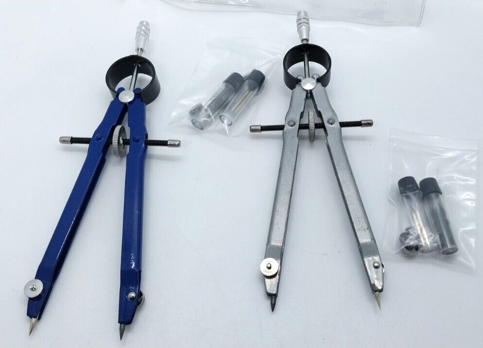 2 Vintage Helix Bow Compass Drafting Drawing Precision Tool In Case ...