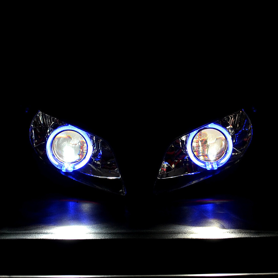Headlight For Yamaha YZF R1 2002-2003 Custom Blue Angel Eyes+Red Demon ...