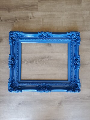 16x20 Baroque Ornate Blue Picture Frame Photo Frame Canvas Art Print ...