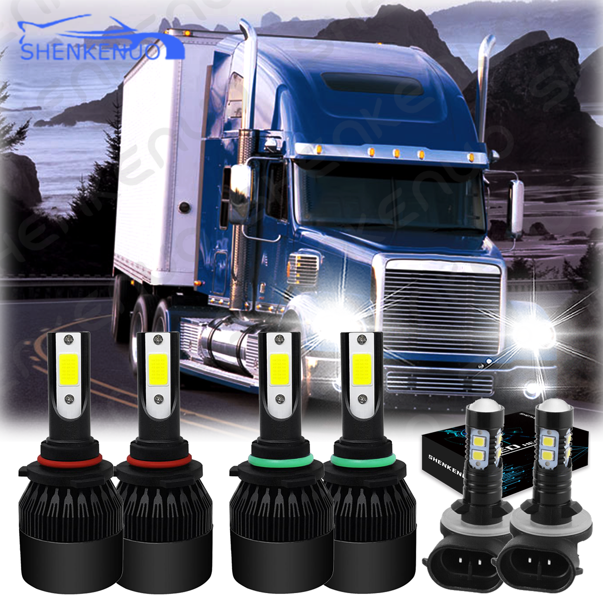 For Freightliner Coronado 03-18 - Front LED Headlight Hi/Lo+Fog Light ...