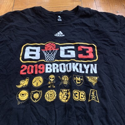 2019 BIG 3 Brooklyn Black T-Shirt Large Ice Cube Basketball Barclays 3 ...