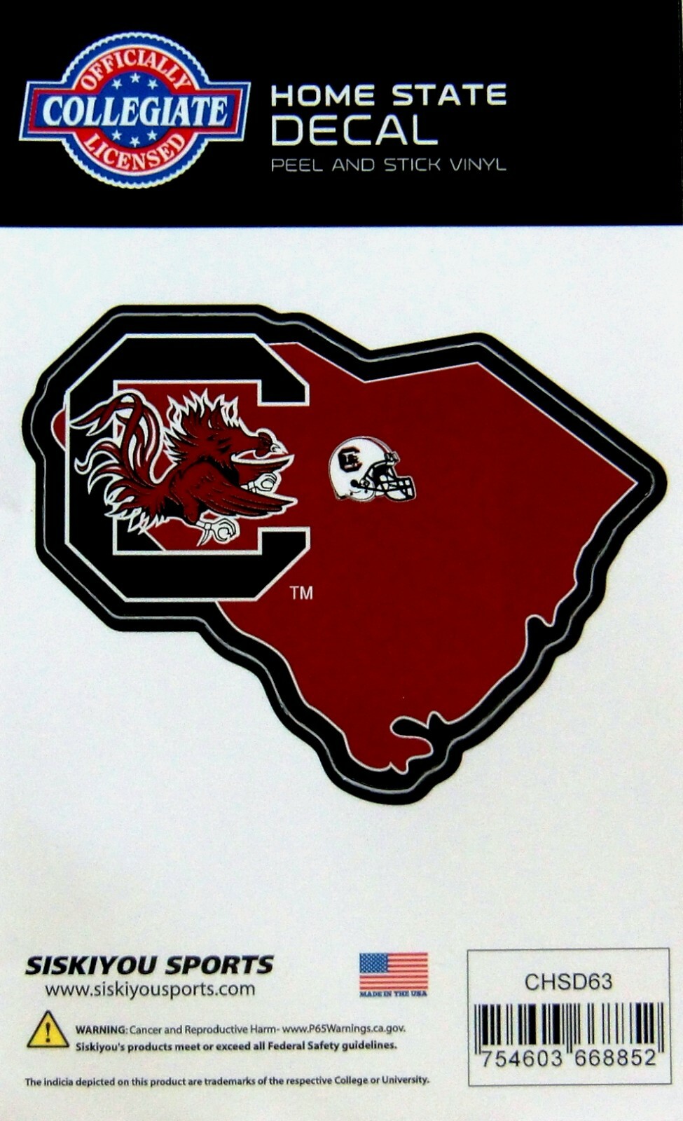 South Carolina Gamecocks State Outline Die-cut Decal Window Car 4x3 ...