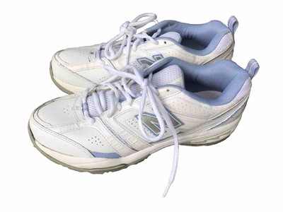 New Balance 409 Womens Sz 10 White Blue Leather Cross Trainer Sneakers ...