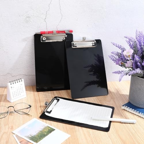 Pack Bulk Mini Clipboards with Pen Holder Clip Black A5 Memo Clipboard ...
