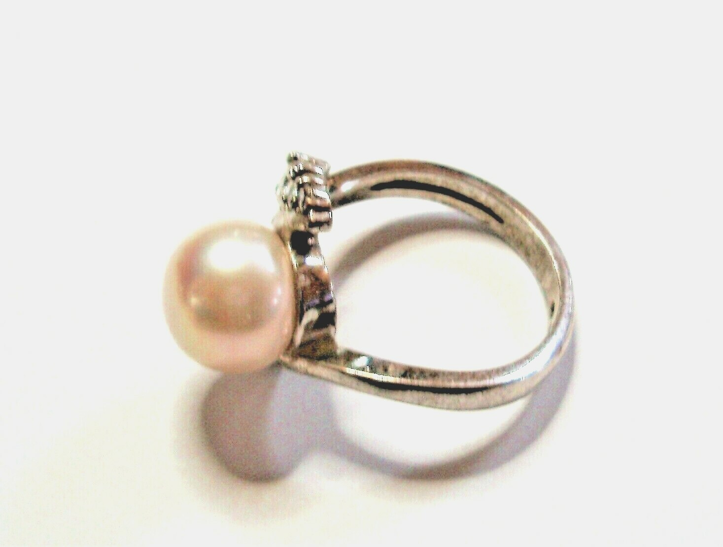 14K White Gold Pearl Passover Ring Clear Accents Size 6 | eBay