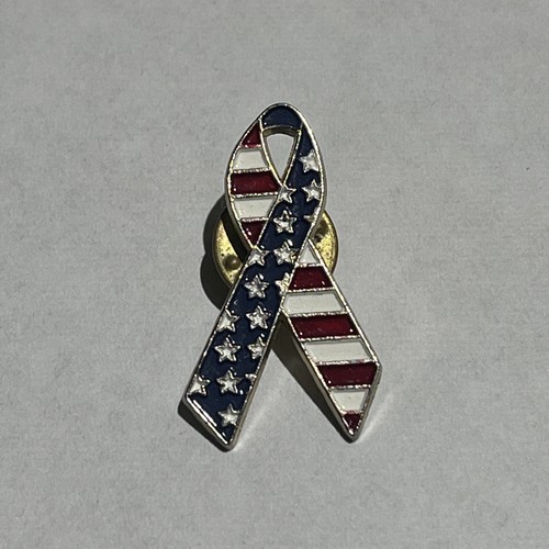 AMERICAN FLAG US FLAG RED WHITE BLUE RIBBON LAPEL PIN | eBay