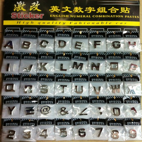 40pcs Car Auto Chrome Digital Alphabet Emblem Metal 3D Letters DIY Car ...