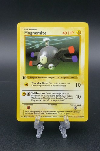 Pokemon TCG 1st Edition Shadowless Magnemite 53/102 Base Set Non-Holo ...