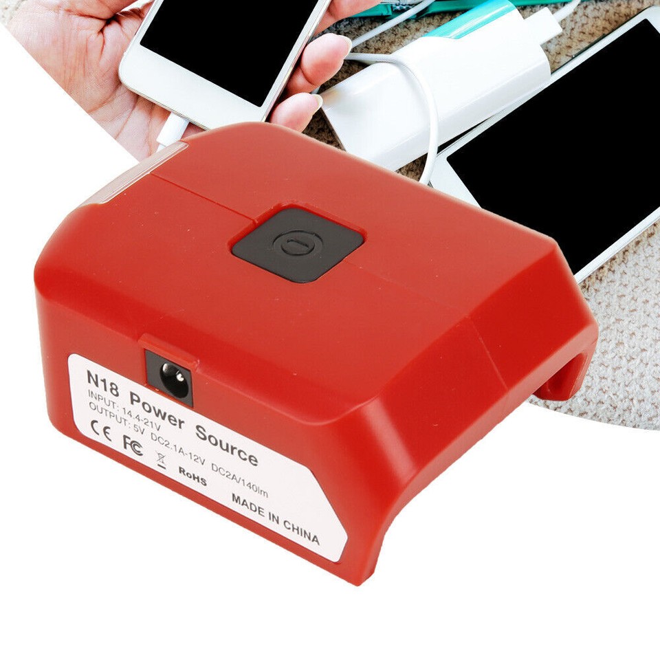 Portable Phone USB Battery Charger Adapter Power Source For Milwaukee ...