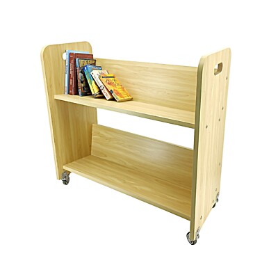 Wood Book Cart Library Cart Pew Cart Magazine Rack Moving Cart Rolling ...