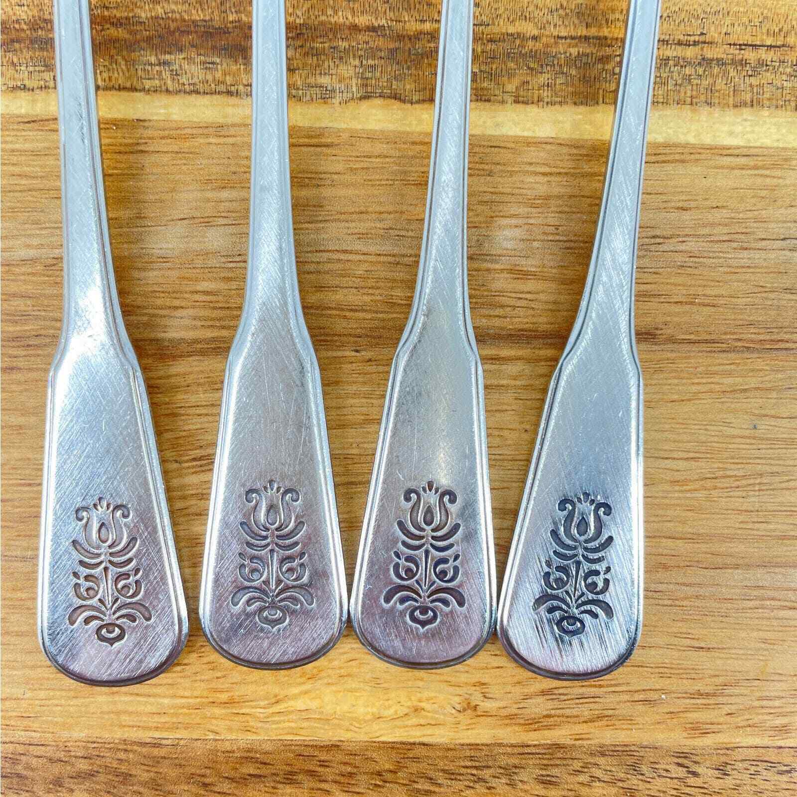 Oneida Pfaltzgraff VILLAGE 4 Salad Forks Stainless Flatware Burnished ...