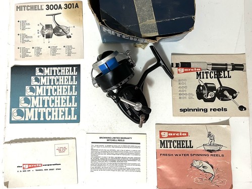 Garcia Mitchell 300A-301A Spinning Reel In Box With ALL Paperwork Never ...