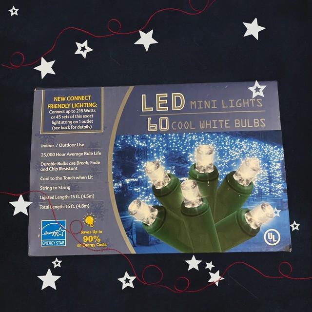 Everstar Merchandise Co Holiday LED Light Set Indoor Outdoor 60 WHITE ...