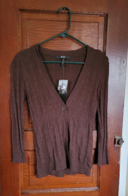 NWT BCBG Paris Women's M Brown Coffee One Button Cardigan Sweater | eBay