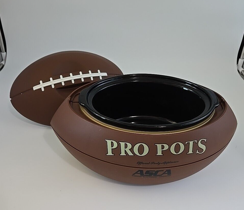 Pro Pots Football Shaped Slow Cooker 1.5 Qt Crock Pot Complete Lid Rest ...