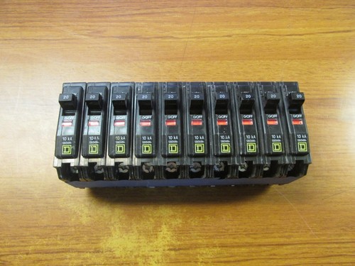 NEW. Square D Circuit Breakers (Lot of 10) 1P, 20A, Cat# QO120 .. UB ...