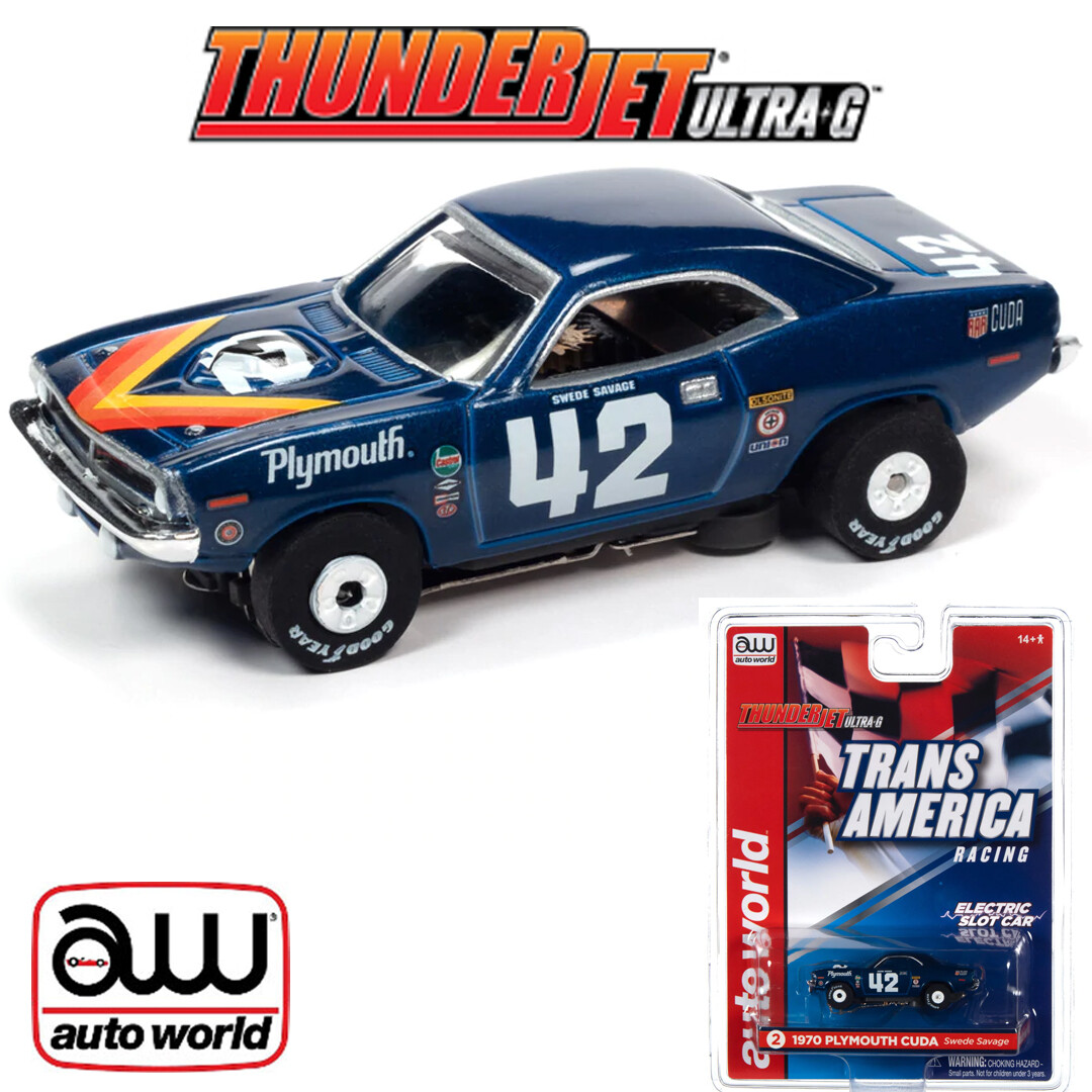Auto World Thunderjet R32 Swede Savage 1970 Plymouth Barracuda #42 HO ...