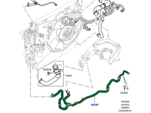 GENUINE LAND ROVER EXPANSION TANK TO THERMOSTAT HOSE LR4 15-16 3.0L ...