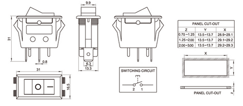 LECI 1E4 RS606 Rocker Switch 2 Pins 2 Pillar 2 Positon 16(4)A 16GPA 125 ...
