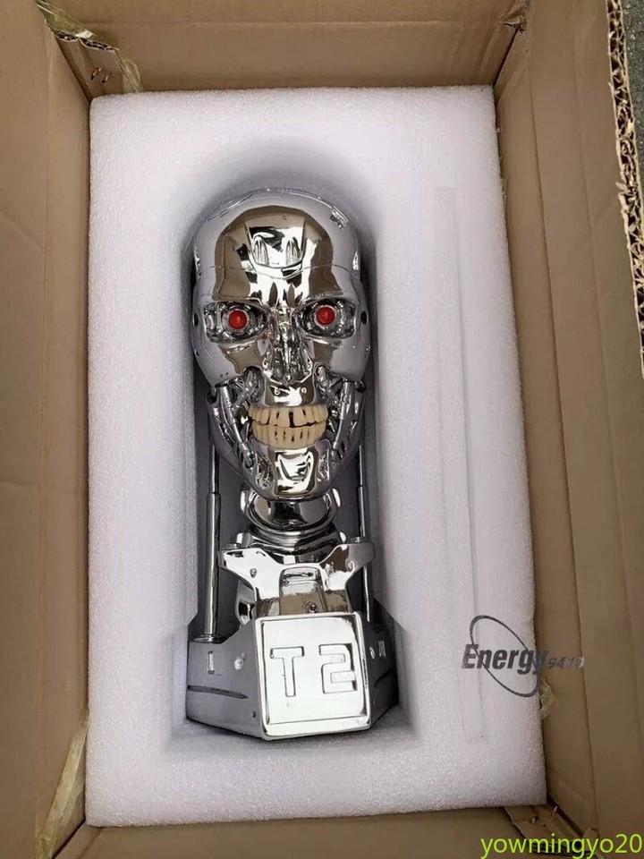Terminator Arnold T2 T800 1:1 Endoskeleton Skull Bust Statue Resin LED ...