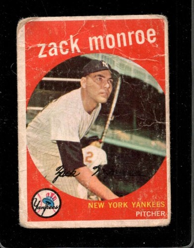 1959 TOPPS #108 ZACK MONROE POOR (RC) YANKEES *NY12909 | eBay