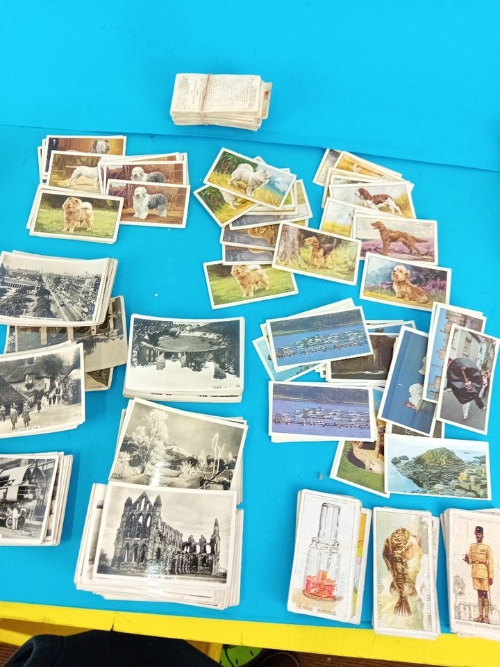 HUGE Job Lot VINTAGE Cigarette Trade Cards Dogs Trains Aircraft Flags ...