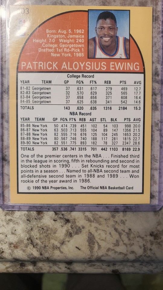 1990-91 NBA Hoops #203 Patrick Ewing New York Knicks Miscut Error MINT ...