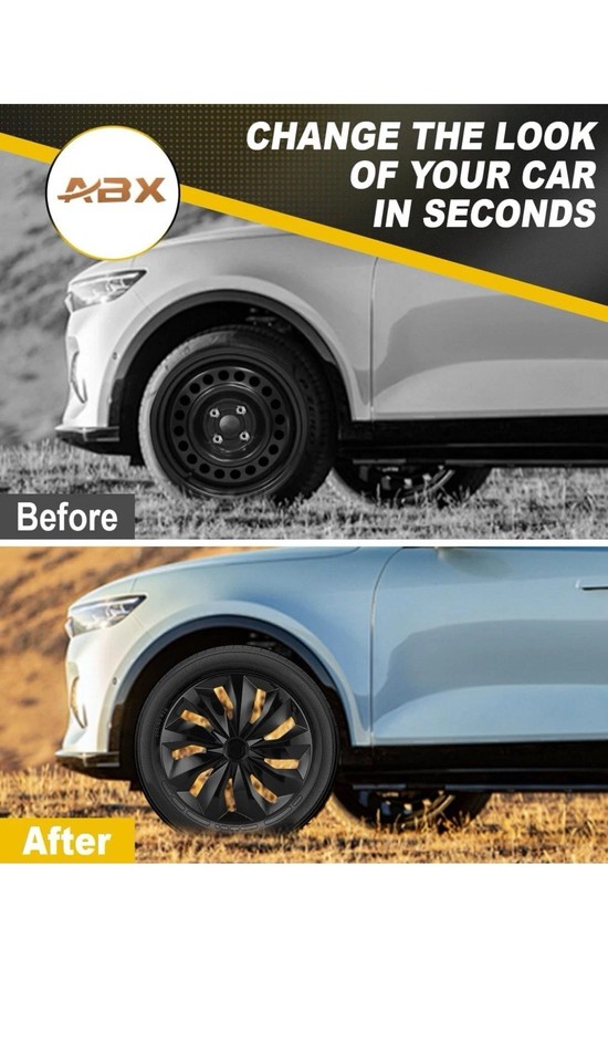 ABX Hubcaps,16 inch hubcaps Set of 4, Wheel Rim Cover ABS 16 inch, Black | eBay