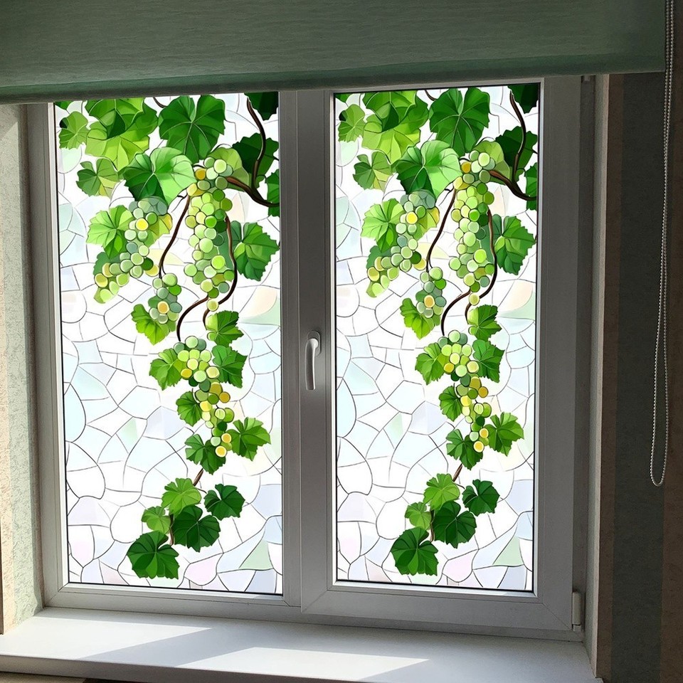 Grape Vine Decal Static Cling Sticker Double-sided Pattern PVC Material ...