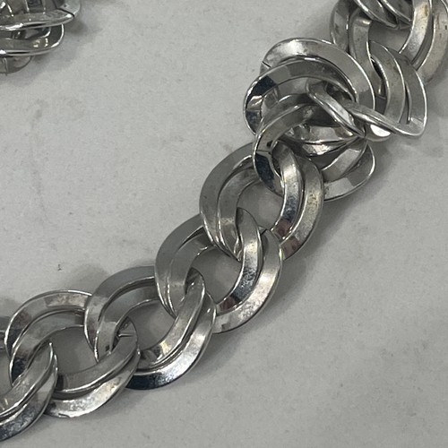 Vintage Monet Silver Tone Heavy Double Link Chain Necklace, Signed 20 ...