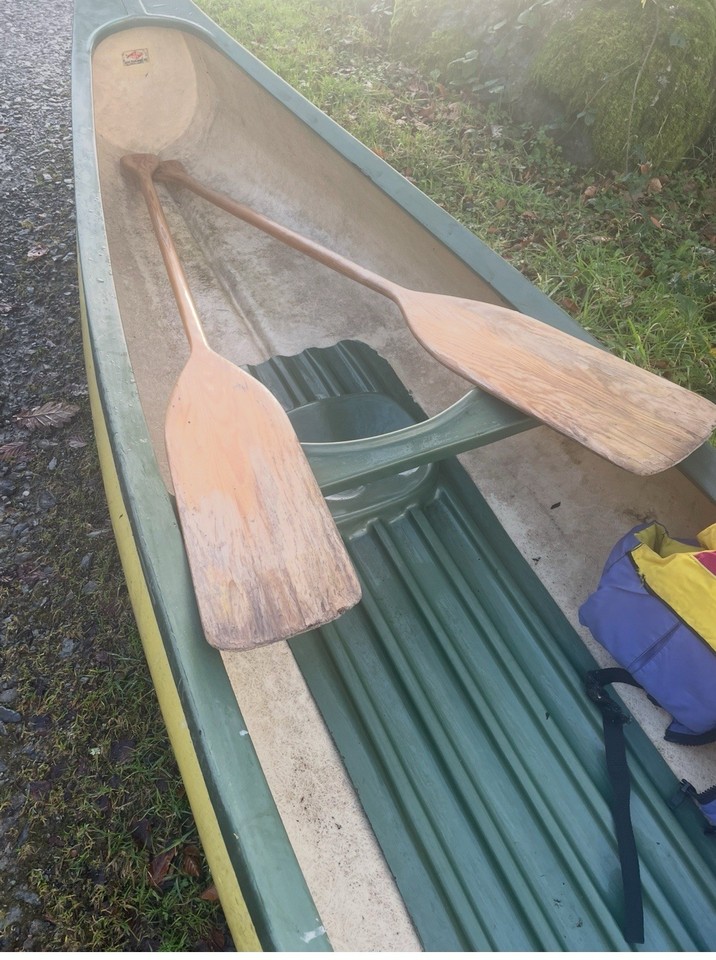 Open canoe, 14ft Long With Two Buoyancy aids, Two Wooden Paddles And A ...
