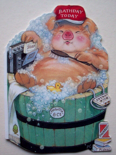 Harbottle & Co Gordon Fraser Pig bathday Birthday greeting card *GG6 ...