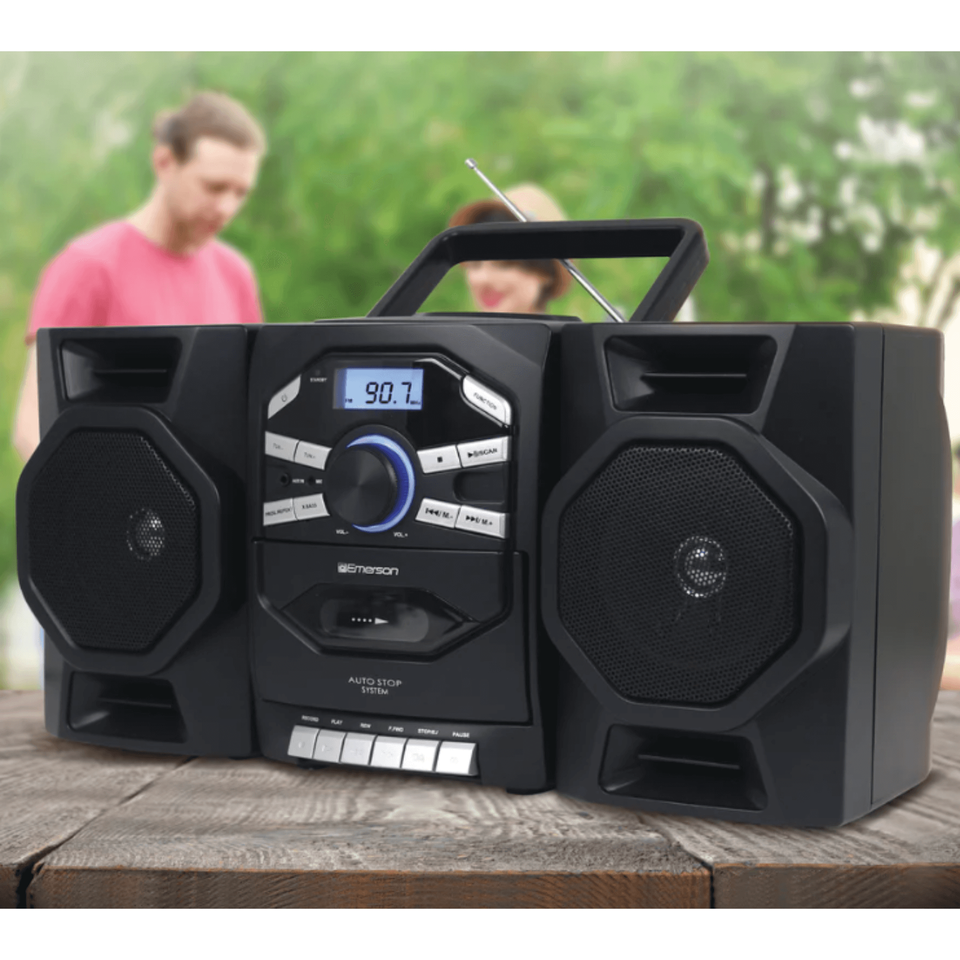 Emerson Portable CD & Cassette Stereo Boombox w Radio and Detachable ...