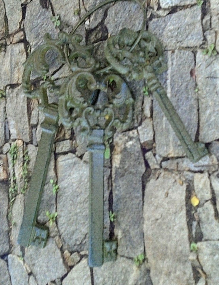 Set of 3 Cast Iron Keys on Key Ring Country Garden Gate Decor | eBay