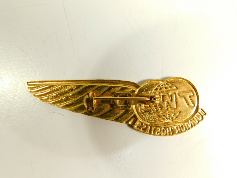 Vintage Junior Hostess TWA Airplane Gold Tone Enamel Brooch Pin | eBay
