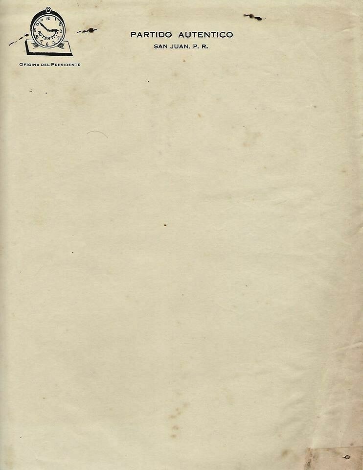 VTG POLITICAL PARTY LETTER / PARTIDO AUTENTICO / SJ PUERTO RICO / 1940 ...